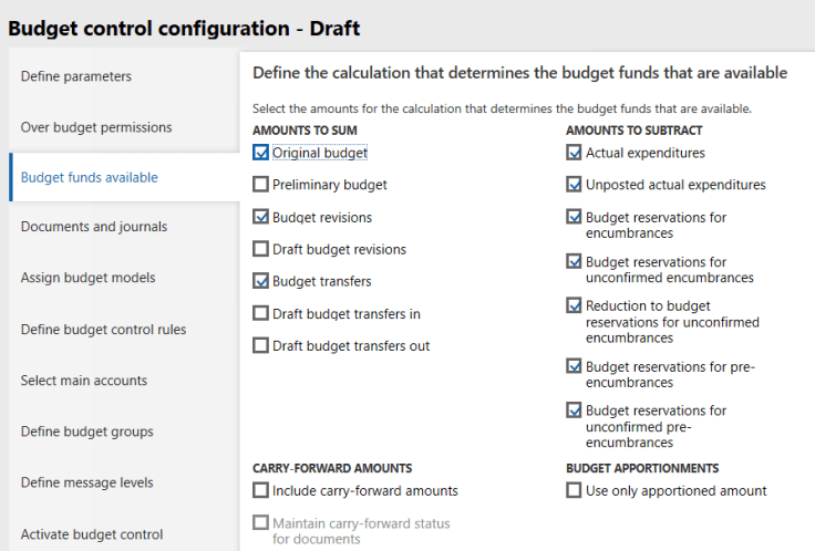 Budget control for purchase orders – D365 for Finance and Operations